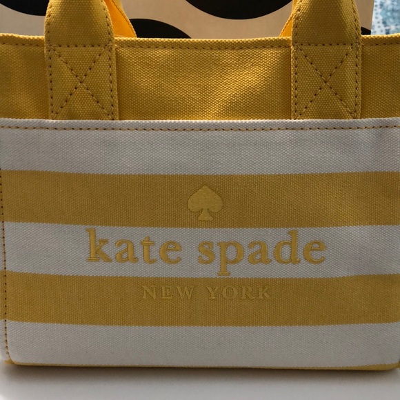 kate spade | Bags | Kate Spade Yellow And White Canvas Tote | Poshmark